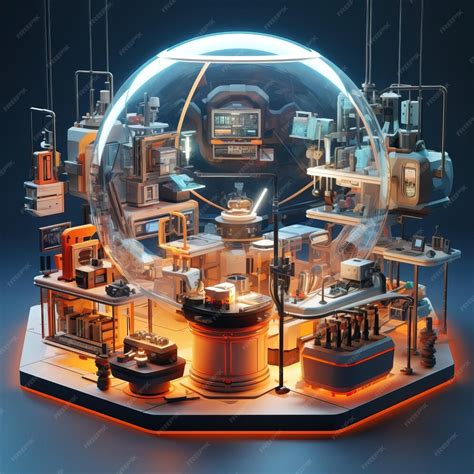Premium Ai Image A Futuristic Low Poly Laboratory With Scientific Experiments And Robots