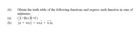 Solved 6 A B Obtain The Truth Table Of The Following