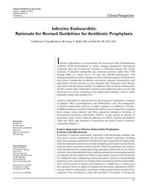 Infective Endocarditis Rationale For Revised Guidelines For Antibiotic