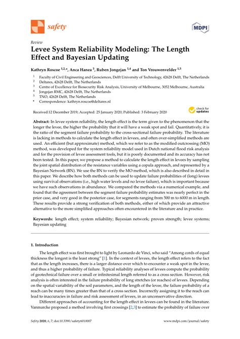 Pdf Levee System Reliability Modeling The Length Effect And Bayesian Updating