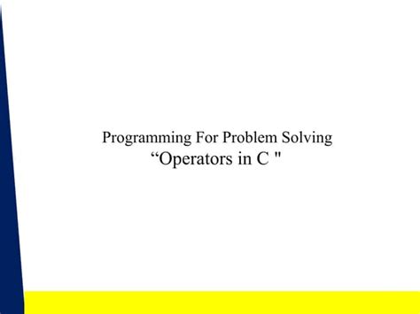 Operators In C Programming Ppt