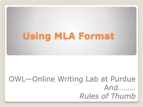 PPT Using MLA Format PowerPoint Presentation Free Download ID 6867967