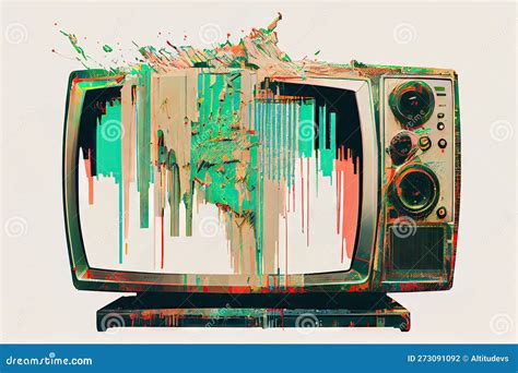 A Digital Glitch Effect That Resembles A Broken Television Screen With Distorted Images And