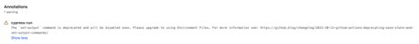 Warning In Workflow About Set Output · Issue 616 · Cypress Iogithub
