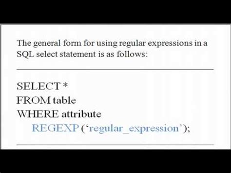 Regular Expressions In MySQL YouTube