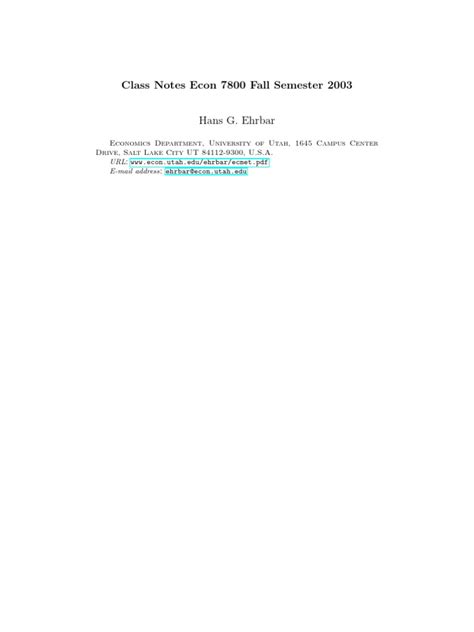 Econometrics Notes University Of Utah 370 Pages Pdf Ordinary Least Squares Normal
