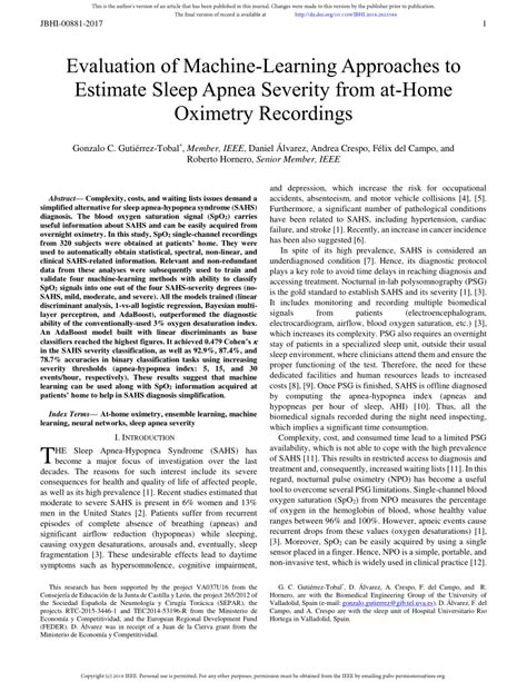 Pdf Evaluation Of Machine Learning Approaches To Estimate Sleep Apnea Severity From At Home