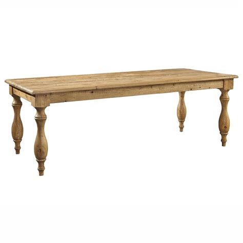 Dolce French Brown Reclaimed Pine Wood Rectangular Classic Dining Table
