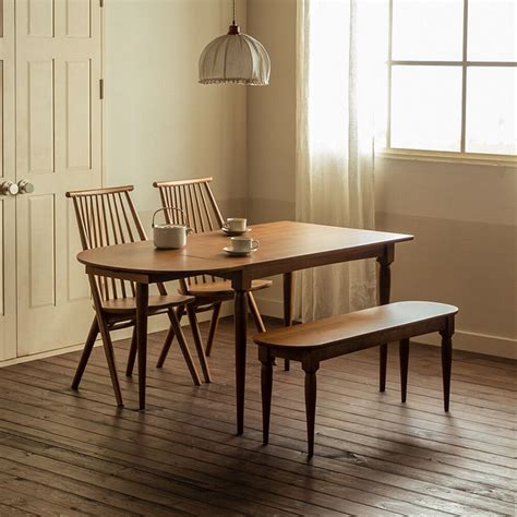 장미맨숀 레베카 반타원형 원목 접이식 테이블 식탁세트 벤치형의자형 감도 깊은 취향 셀렉트샵 29cm