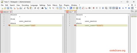 Compare Two Sql Queries For Differences In Notepad Printable Online