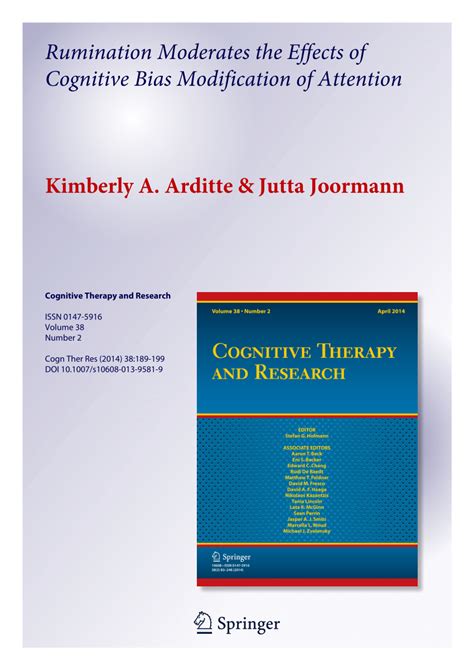 Pdf Rumination Moderates The Effects Of Cognitive Bias Modification