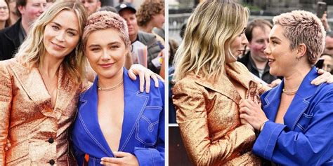 Florence Pugh Reacts Perfectly To Emily Blunts Suit Popping Open At