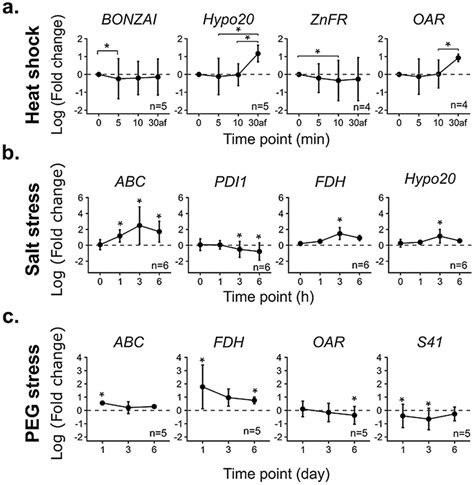 Log Transform Expression Pattern Of Four Marker Genes In Each Abiotic Download Scientific