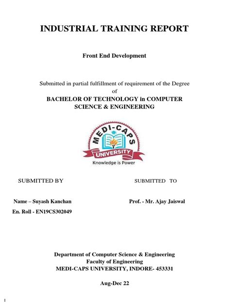 Industrial Training Report Suyash Pdf Java Script J Query