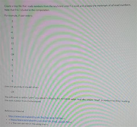 Create A Lisp File That Reads Numbers From The