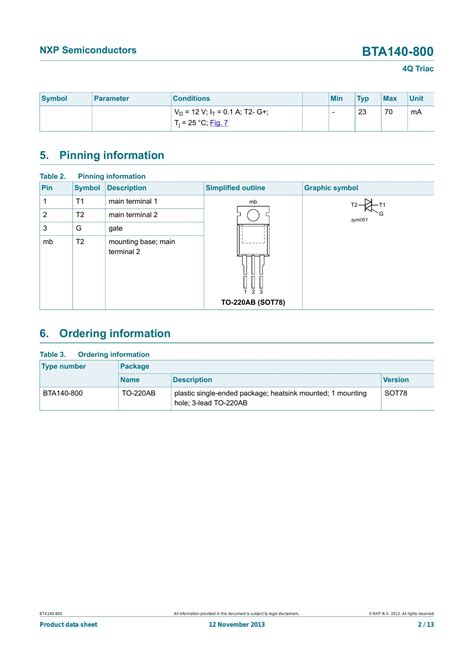 BTA140-800 Datasheet Pinout NXP AiEMA, 53% OFF