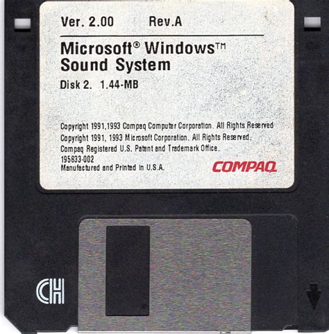 Microsoft Windows Sound System Ver 2 00 Rev A Compaq Setup Disks