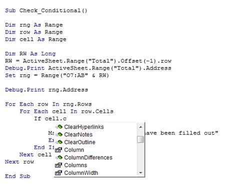 Excel Loop Through Cols And Rows With If Statement Vba Stack Overflow