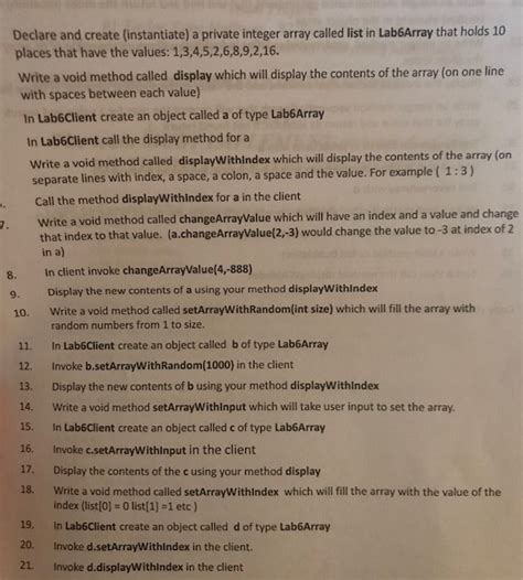 Solved In Lab6 Create Two Classes Lab6array And Lab6client