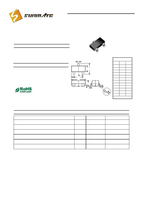 S9018 Datasheet 1 3 Pages Sunmate Silicon Epitaxial Planar Transistor