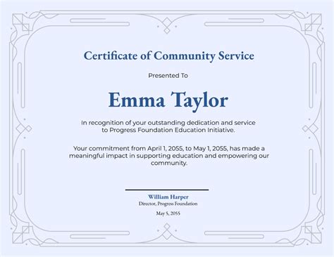 Free Printable Community Service Certificate Templates To Customize Online