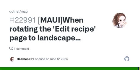 [maui]when rotating the edit recipe page to landscape mode the letter p in the update