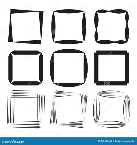 Geometric Frame Set Abstract Square Shapes Vector Black Borders Bold Decorative Elements