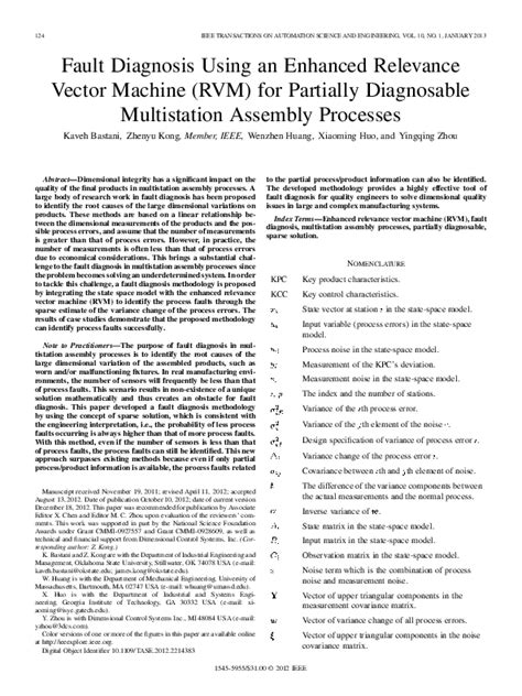 Pdf Fault Diagnosis Using An Enhanced Relevance Vector Machine Rvm For Partially Diagnosable