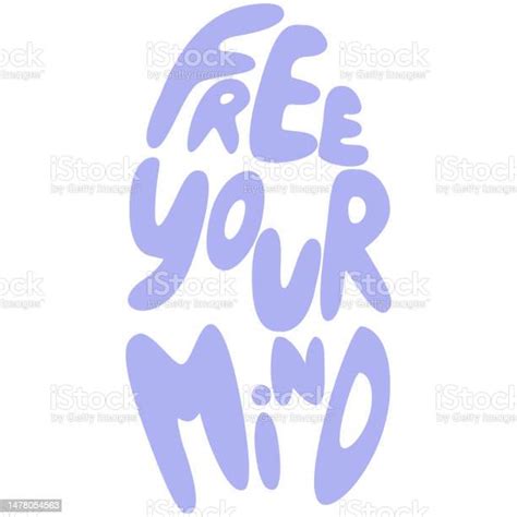 70 년대 복고풍 손 글자가 마음을 자유롭게합니다 인쇄용 그루비 낙서 타이포그래피 스티커 복고풍 스타일의 손으로 그린 벡터