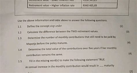 Retirement Value Higher Inflation Rate R940 StudyX