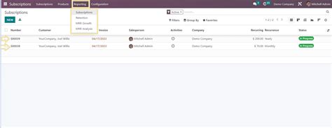 An Overview Of Multiple Reporting Features In Odoo 16 Subscription Module
