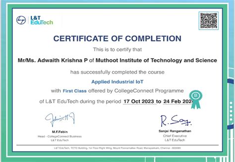 Adwaith Krishna P On Linkedin Iot Larsenandtoubro Engineering