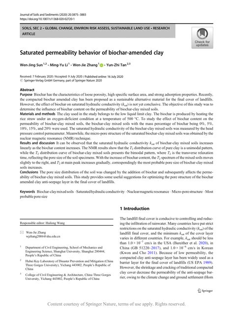 Saturated Permeability Behavior Of Biochar Amended Clay