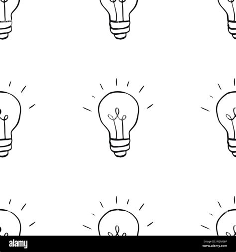 Light Bulb Seamless Pattern Hand Drawn Vector Illustration Stock Vector Image And Art Alamy