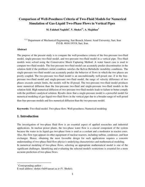 Pdf Comparison Of Well Posedness Criteria Of Two Fluid Models For Numerical Simulation Of Gas