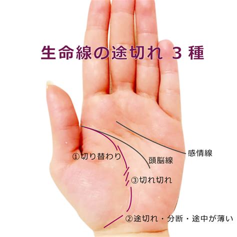 生命線に途切れ・切れ目・隙間がある手相の見方 3種 簡単な手相の見方を伝授します