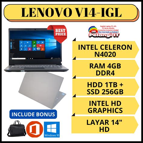 BISA COD LAPTOP LENOVO BARU MURAH V14 IGL INTEL CELERON N4020 RAM 4GB HDD 1TB SSD 256GB NVME