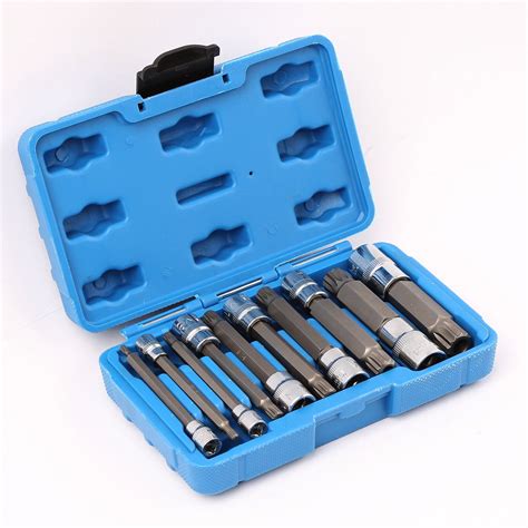 Triple Square Long Spline Socket Bit Set1 4 3 8 1 2tamper Proof 10pc Xzn