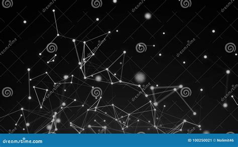 Abstract Connection Dots Technology Background Digital Drawing Black And White Theme Stock