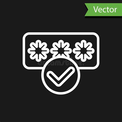 White Line Password Protection And Safety Access Icon Isolated On Black Background Security