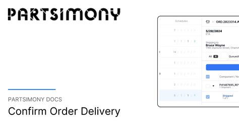 Confirm Order Delivery Partsimony Docs