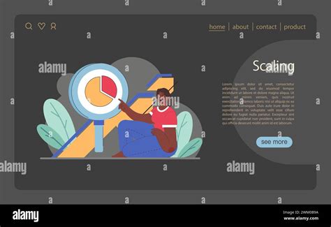 scaling concept woman analyzes pie chart growth business performance