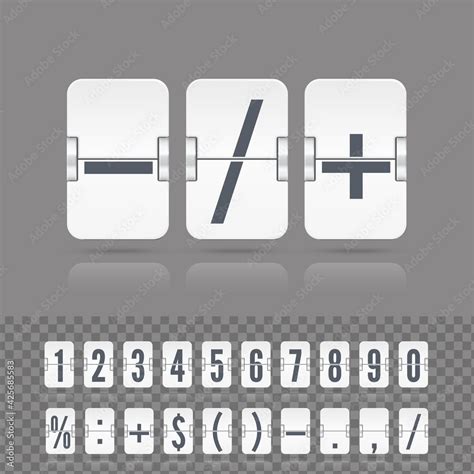 White Analog Black Countdown Timer Number Font Vector Illustration Template Floating Flip