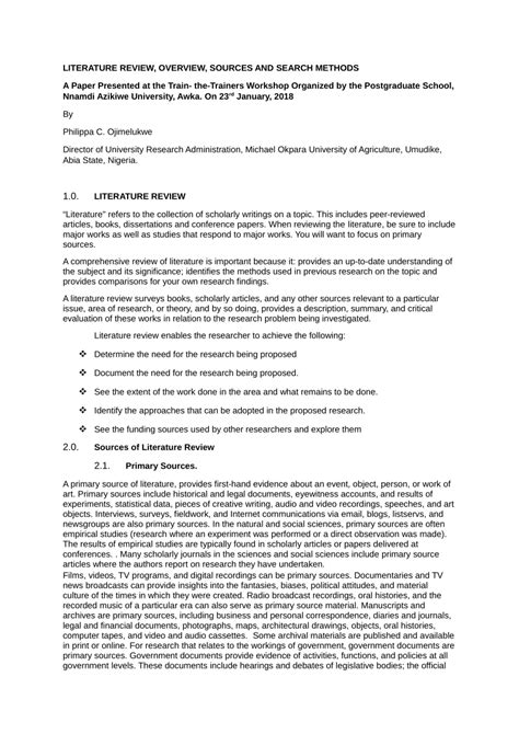 Pdf Literature Review Sources And Methodologies