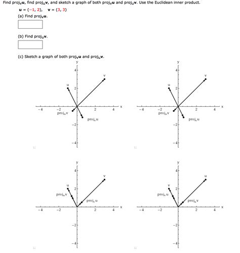 solved find proj v u find proj u v and sketch a graph of