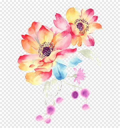 흰색과 여러 가지 빛깔의 꽃잎 꽃 그림 Macbook Pro 수채화 그림 꽃 수채화 꽃 잉크 꽃꽂이 Png Pngegg