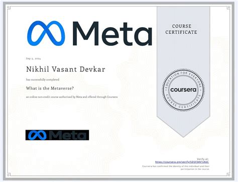 Completed A Coursera Course On Metaverse Nikhil Devkar Posted On The