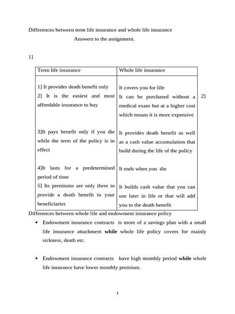 Differnce Between Term Assurance And Endowment Pdf