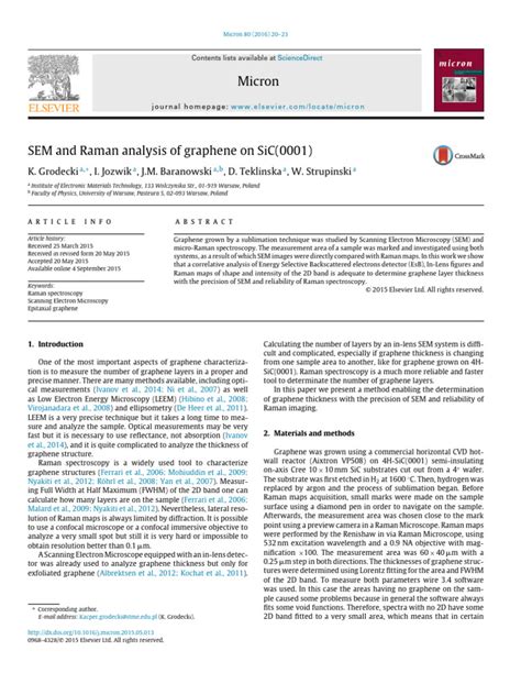 Sem And Raman Analysis Of Graphene On Sic 0001 Pdf Scanning Electron Microscope Graphene