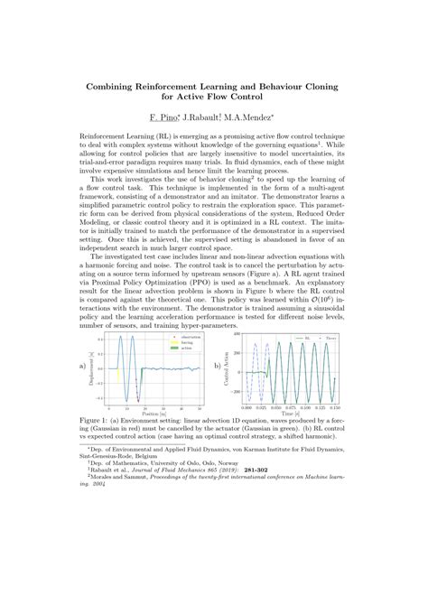 Pdf Combining Reinforcement Learning And Behaviour Cloning For Active Flow Control